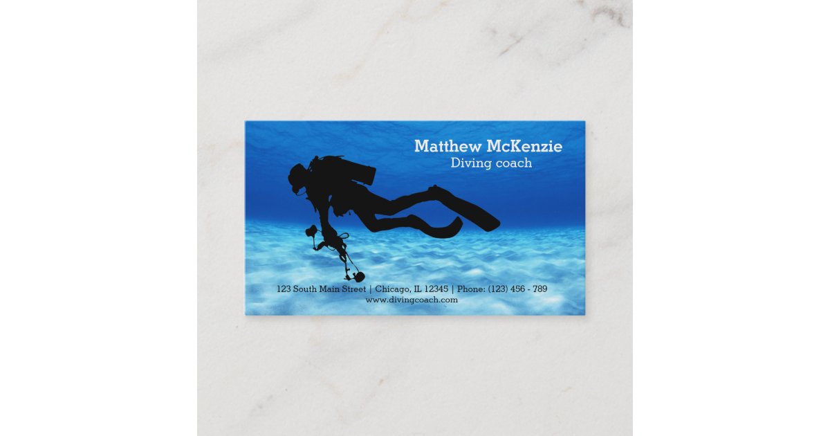 Scuba diving coach business card | Zazzle
