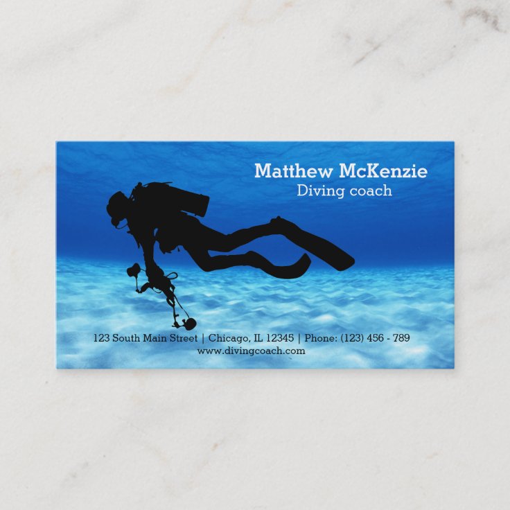 Scuba diving coach business card | Zazzle