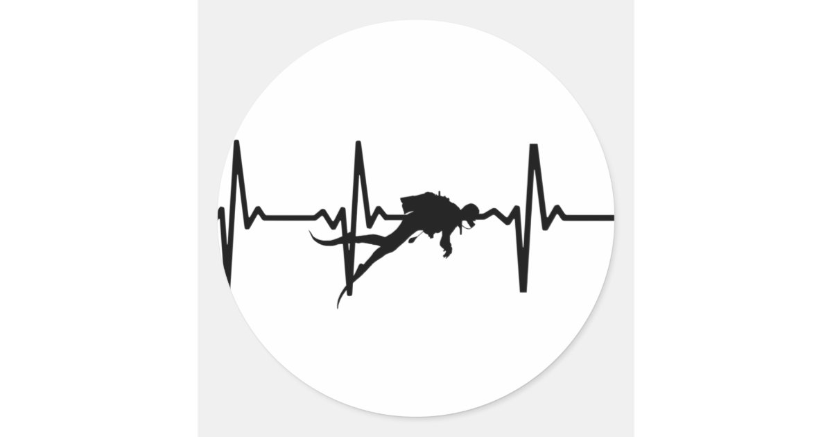 Scuba Diving Heart Pulse Sticker | Zazzle