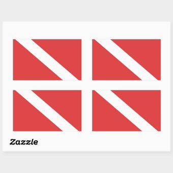 Scuba Diving Logo- Diver's Red White Flag Rectangular Sticker | Zazzle