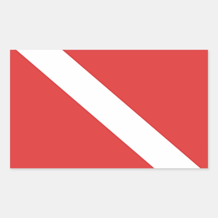 Scuba Diving Logo- Diver's Red White Flag Rectangular Sticker | Zazzle