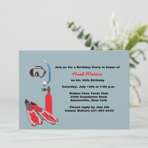 Scuba Gear Birthday Party Invitation | Zazzle