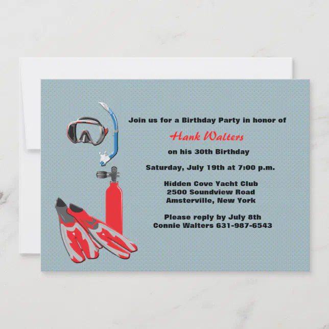 Scuba Gear Birthday Party Invitation | Zazzle