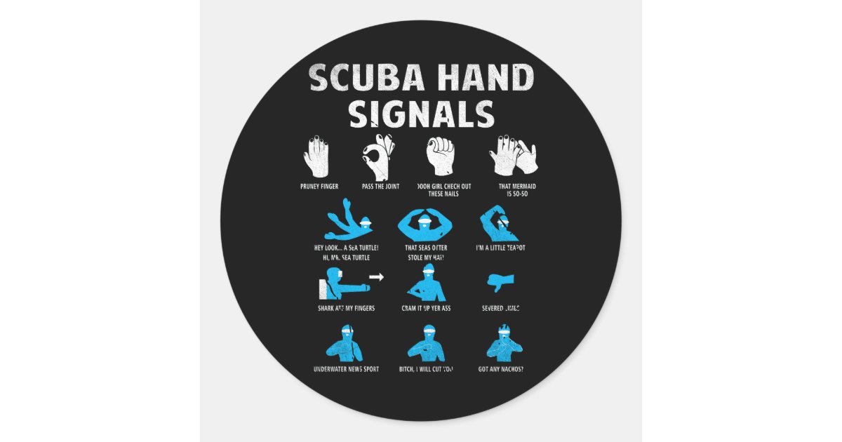 Scuba Hand Signals Language Diving Signs Dive Dive Classic Round ...