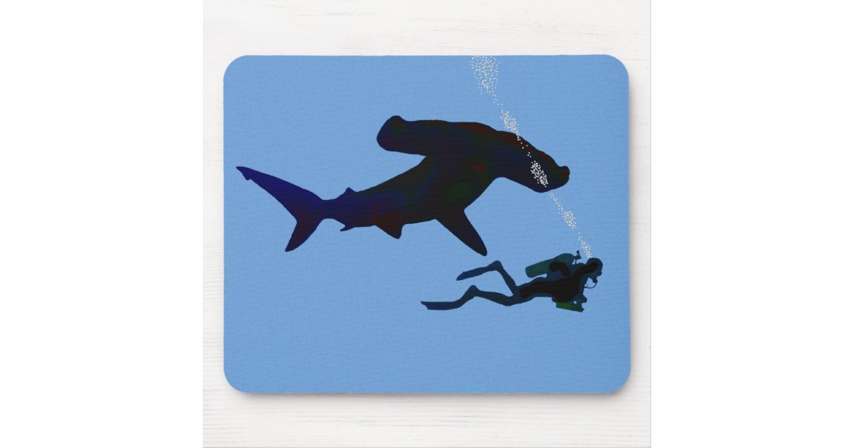 SCUBA shark mouse pad | Zazzle