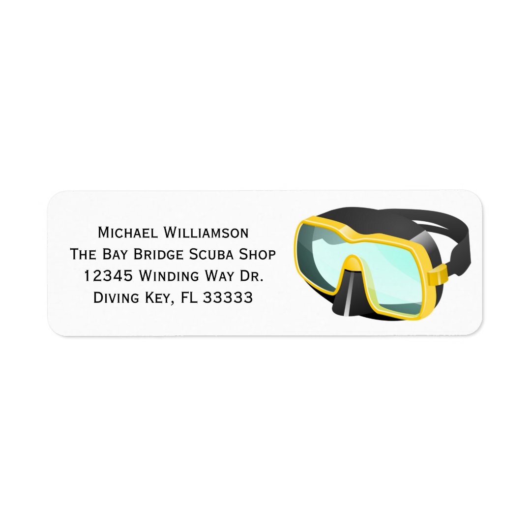 Scuba Snorkel Diving Mask Custom Name or Business Label | Zazzle