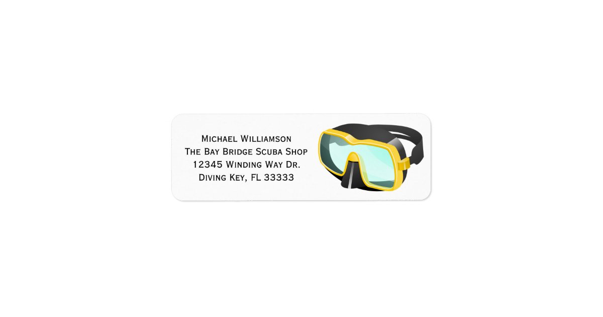 Scuba Snorkel Diving Mask Custom Name or Business Label | Zazzle