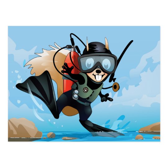 scubadiving squirrel on holiday postcard | Zazzle.com