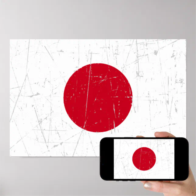 Scuffed and Scratched Japanese Flag Poster | Zazzle