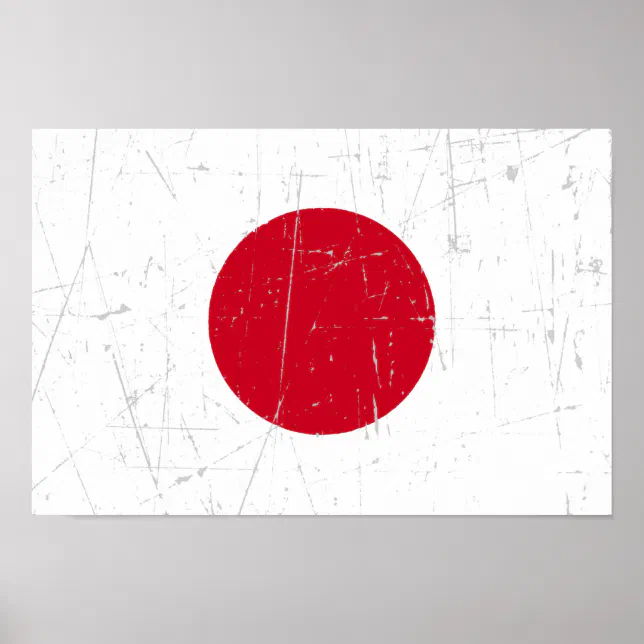 Scuffed and Scratched Japanese Flag Poster | Zazzle