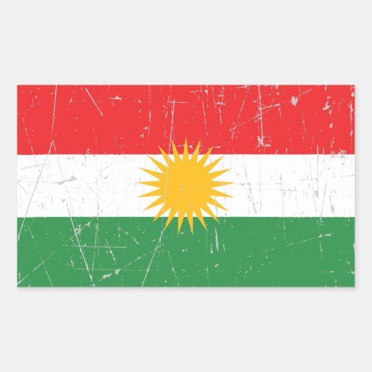 Scuffed and Scratched Kurdish Flag Rectangular Sticker | Zazzle.com