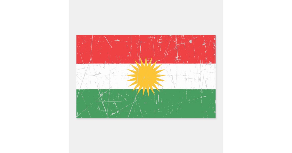 Scuffed and Scratched Kurdish Flag Rectangular Sticker | Zazzle