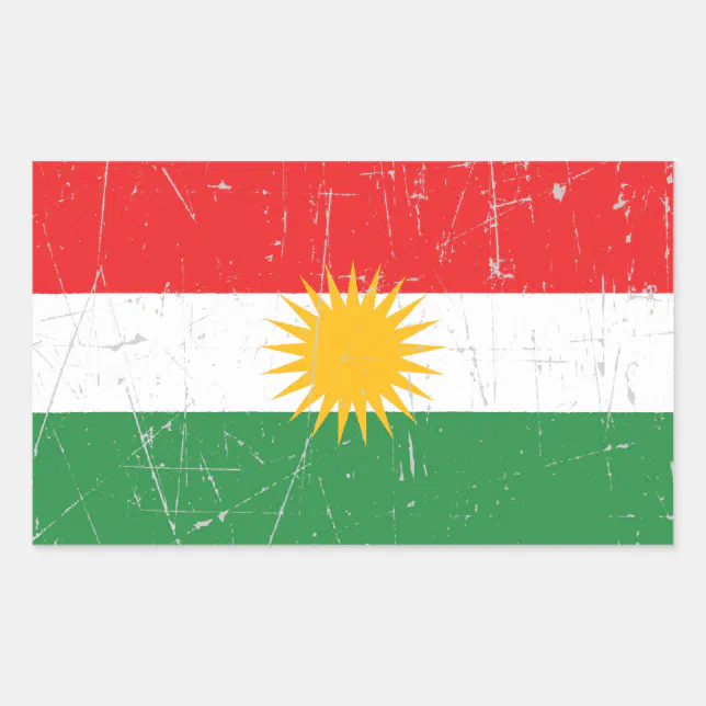 Scuffed and Scratched Kurdish Flag Rectangular Sticker | Zazzle