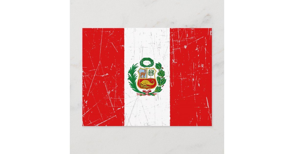 Scuffed and Scratched Peruvian Flag Postcard | Zazzle