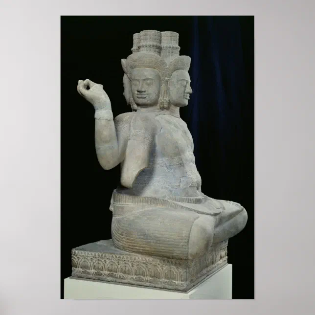 Sculpture of Brahma with four faces Poster | Zazzle