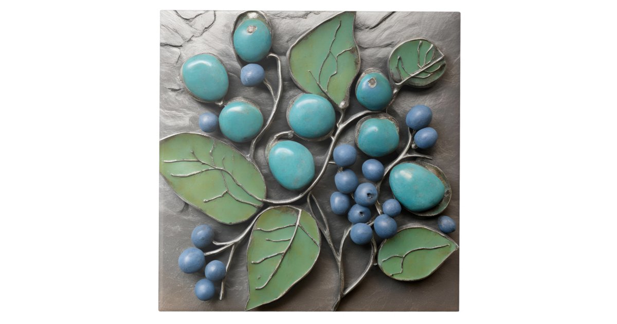 Sculptured Blueberry mosaic Ceramic Tile | Zazzle