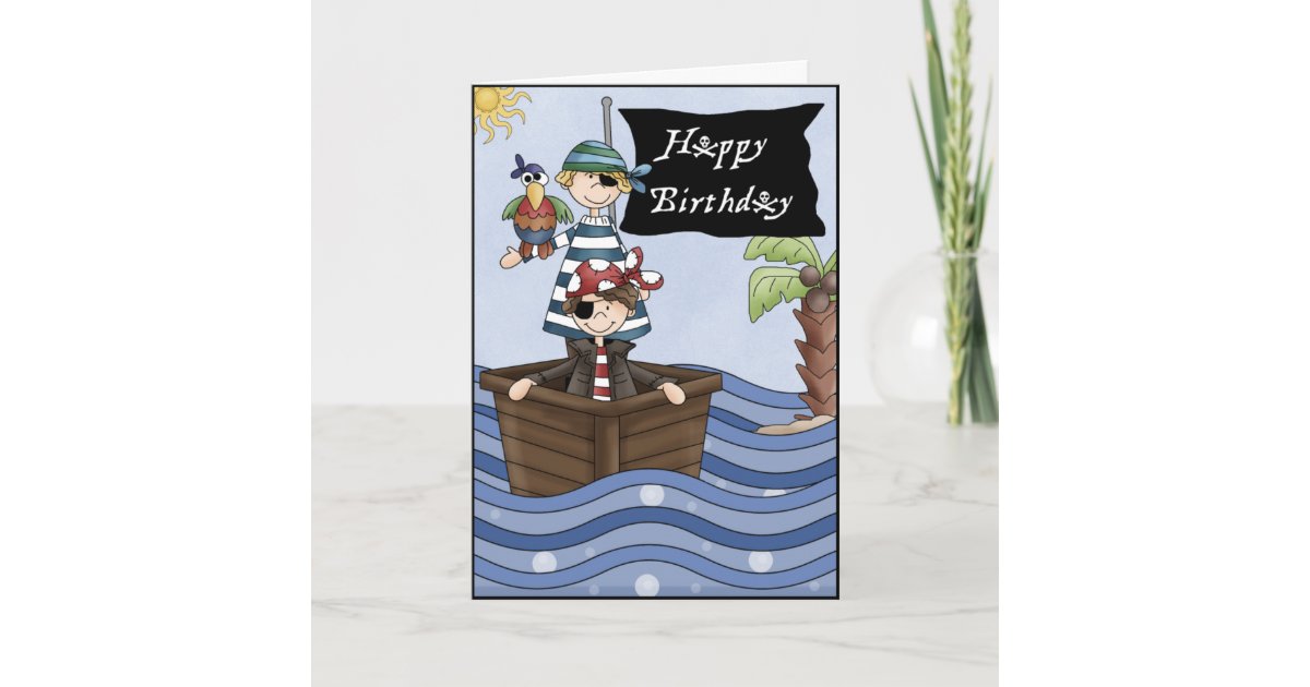 Scurvy Pirates Birthday Greeting Card | Zazzle