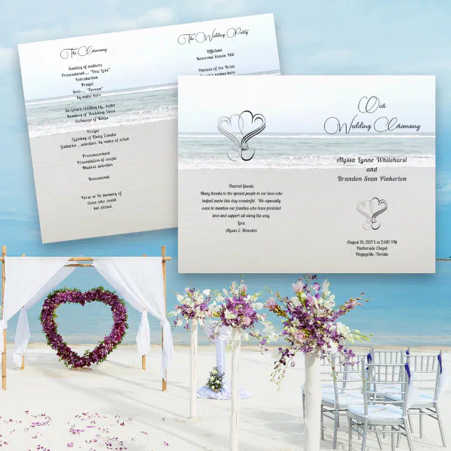 Sea and Sand Wedding Ceremony Folded Program | Zazzle