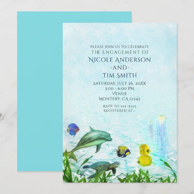 Sea Animals Beach Watercolor Party Invitations | Zazzle