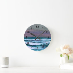 Sea Beach Clock Ocean Waves Seascape Decor | Zazzle