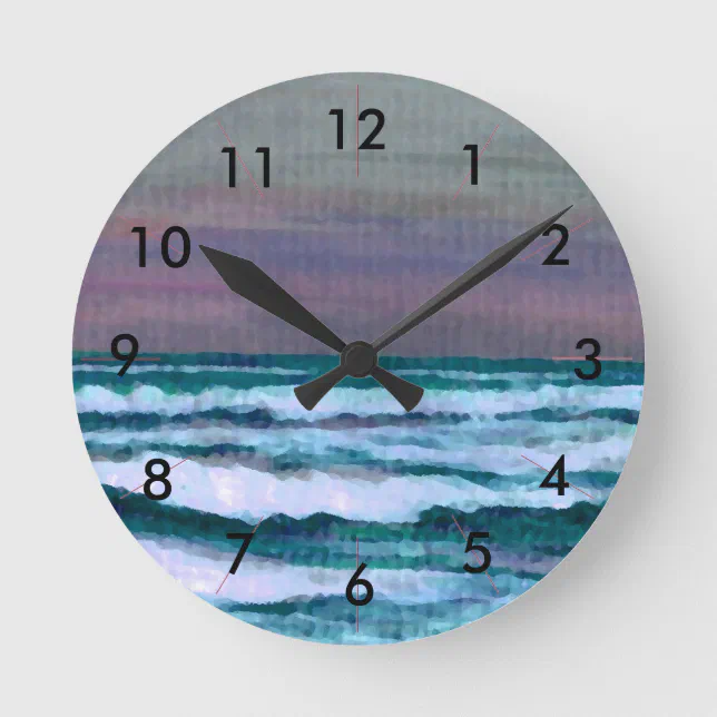 Sea Beach Clock Ocean Waves Seascape Decor | Zazzle