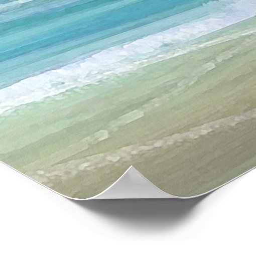 Sea Blue Beach | Ocean Waves Abstract Watercolor Poster | Zazzle