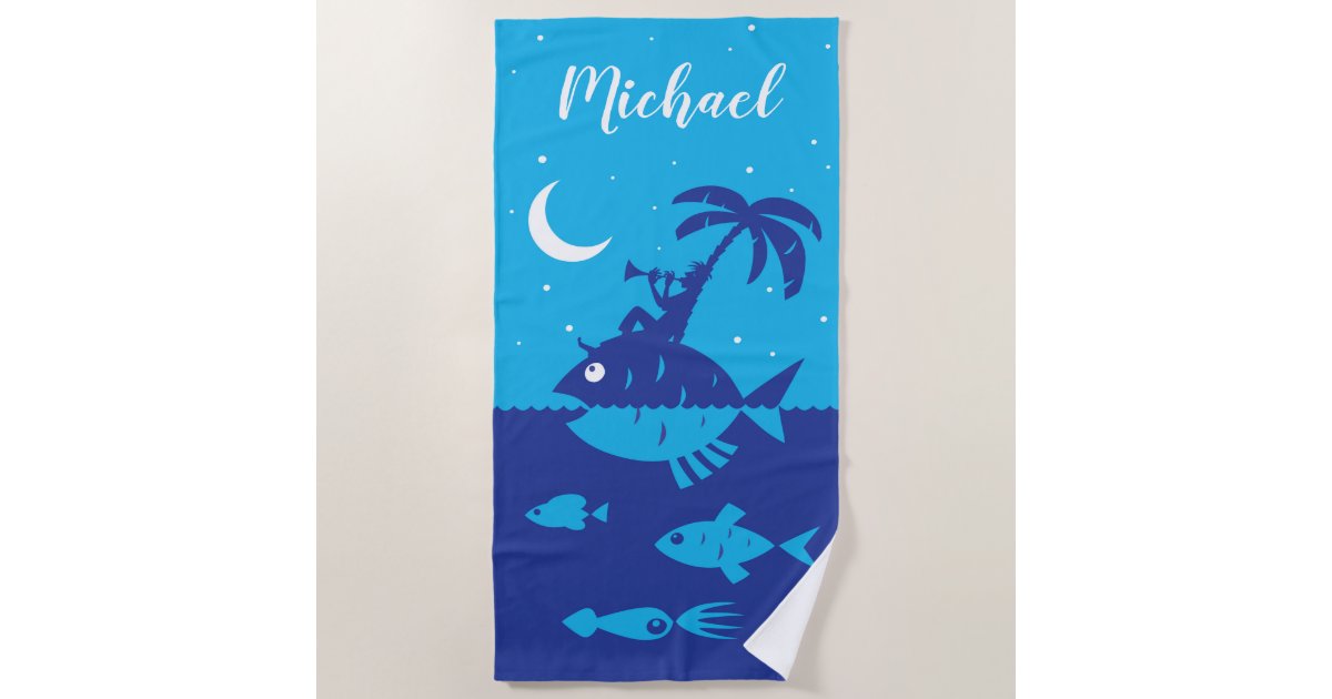 Sea Blue Nautical Fish Tropical Island Beach Towel | Zazzle