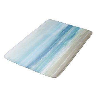 Sea Blue Watercolor Ocean Waves Coastal Beach Bath Mat | Zazzle