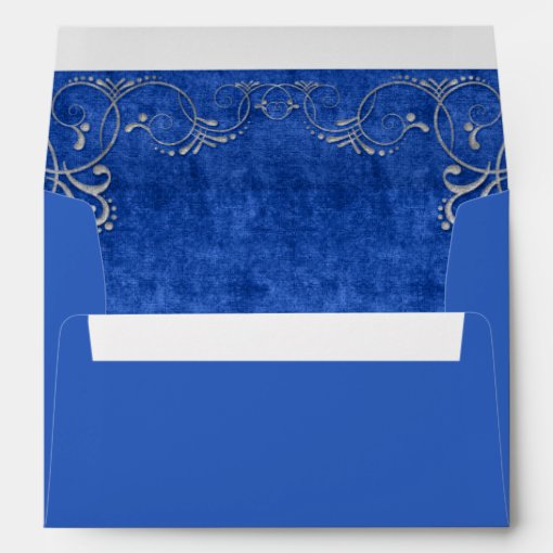 Sea Blue & White Velvet Deco Diamond Wedding Envelope | Zazzle
