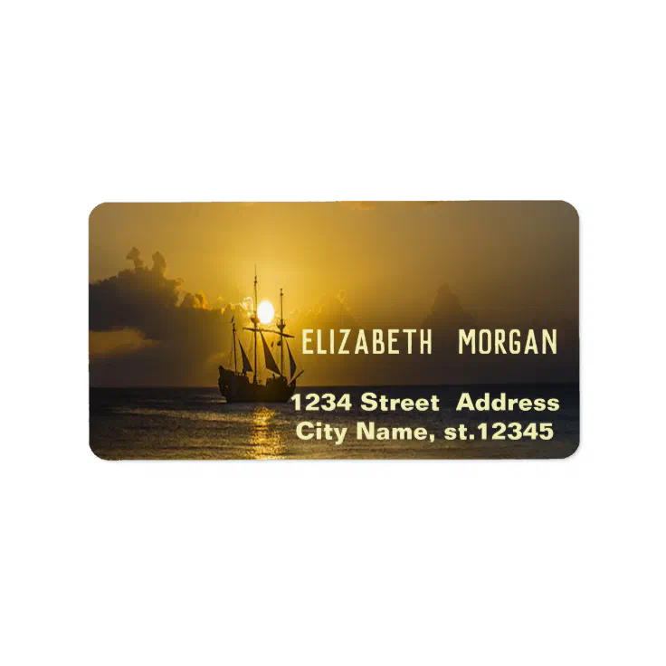 Sea,Boat,Sunset Label | Zazzle