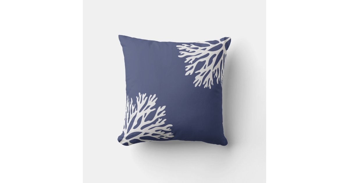 Sea Coral Silhouettes (Navy) Throw Pillow | Zazzle
