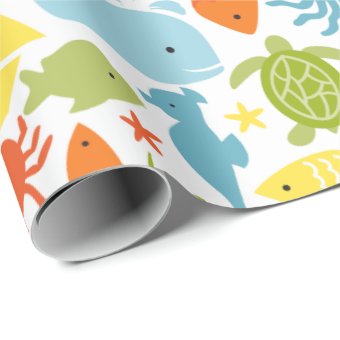 Sea Creatures Nautical Wrapping Paper | Zazzle