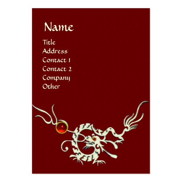 SEA DRAGON 2 RUBY MONOGRAM white red Business Cards