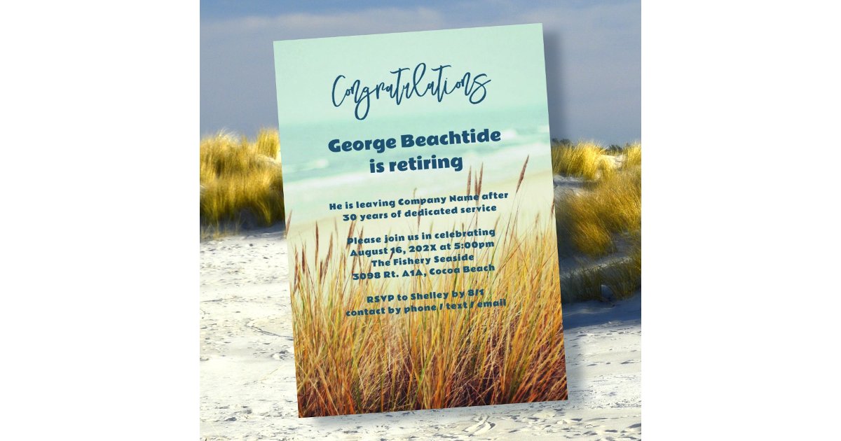 Sea Dunes Ocean Retirement Party Invitations | Zazzle