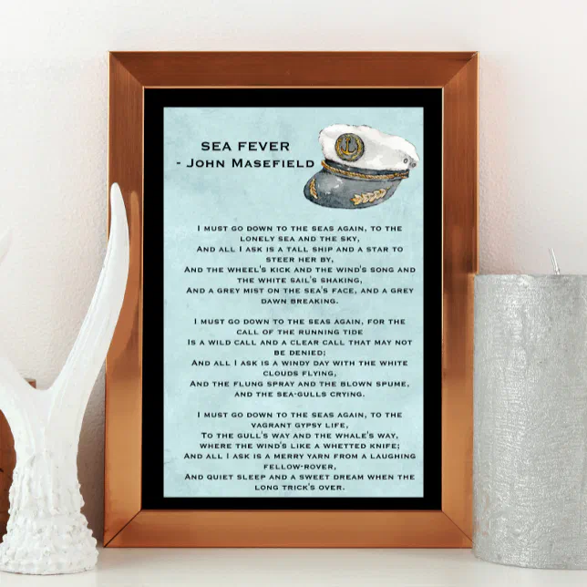 Sea Fever Masefield Poem Poster | Zazzle