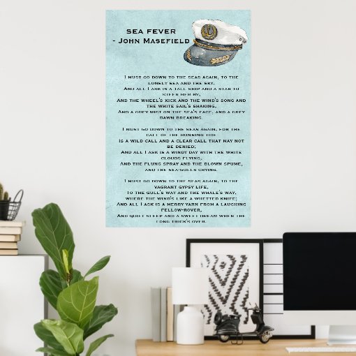 Sea Fever Masefield Poem Poster | Zazzle