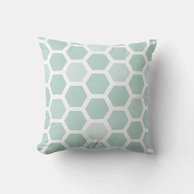 Sea Geometric Hexagon Pattern Throw Pillow | Zazzle