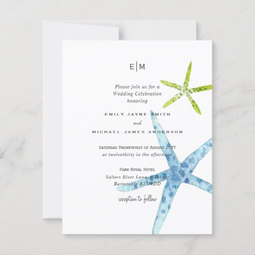 Sea Glass Color Beach Ocean Life Wedding | Zazzle