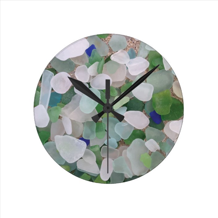 Sea glass from the ocean round clock | Zazzle.com