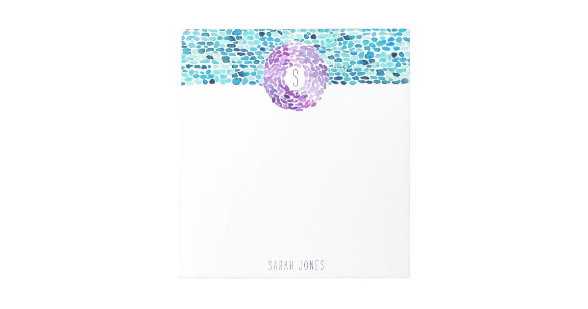 Sea Glass Hand Painted Watercolor Notepad - Aqua | Zazzle