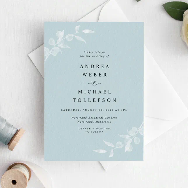 Sea Glass Light Turquoise Aqua Delicate Wedding Invitation | Zazzle