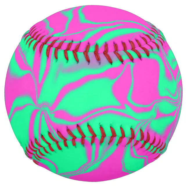 Sea Green and Pink Waves Softball | Zazzle