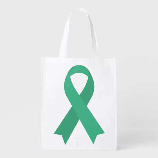 Sea Green Awareness Ribbon Spasmodic dysphonia Grocery Bag | Zazzle