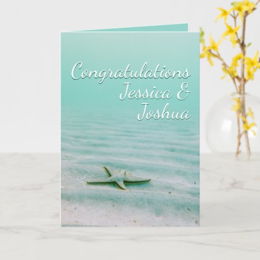 Sea Green Starfish Congratulations Names Coastal Card | Zazzle