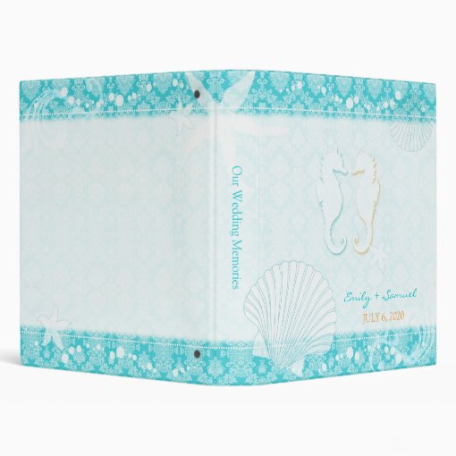 Sea Horse Couple Teal Wedding Photo Book Binders | Zazzle