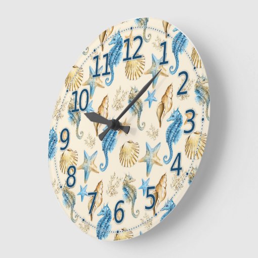 Sea Life Clock, Pretty Seahorse Glass Clock | Zazzle