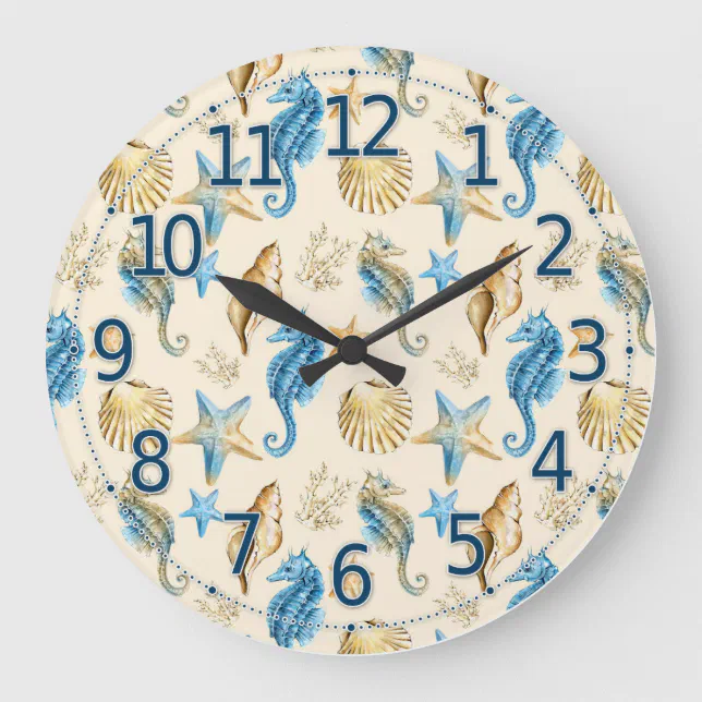 Sea Life Clock, Pretty Seahorse Glass Clock | Zazzle