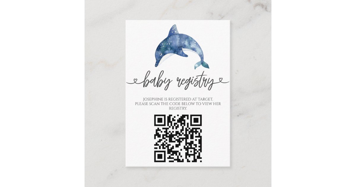 Sea Life Dolphin baby shower Enclosure Card | Zazzle