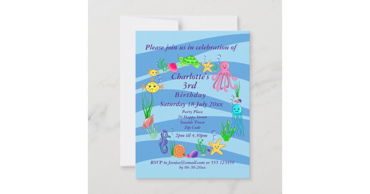 Sea Life Party Invitation | Zazzle