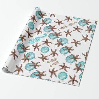 Sea Life Tropical Pattern Christmas Gift Wrap | Zazzle